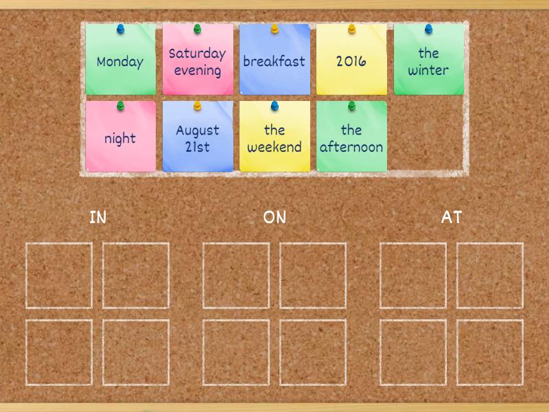 AEF1 File 4B GRAMMAR Prepositions of time and place - Group sort