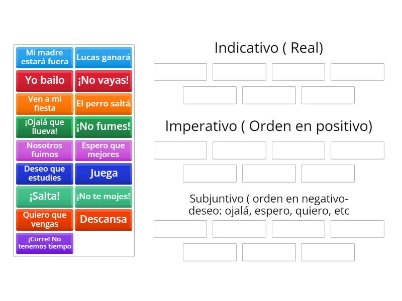 MODOS: Indicativo, subjuntivo, imperativo - Group sort