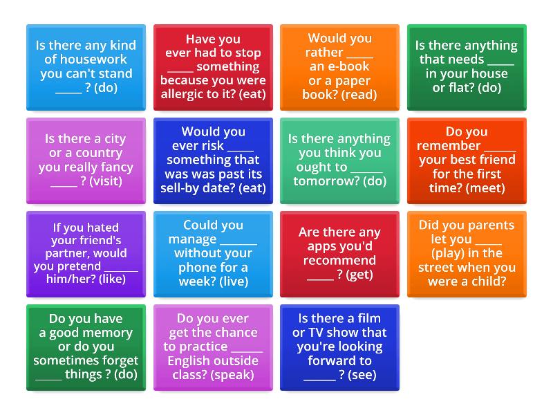 Verb patterns - conversation - Flip tiles