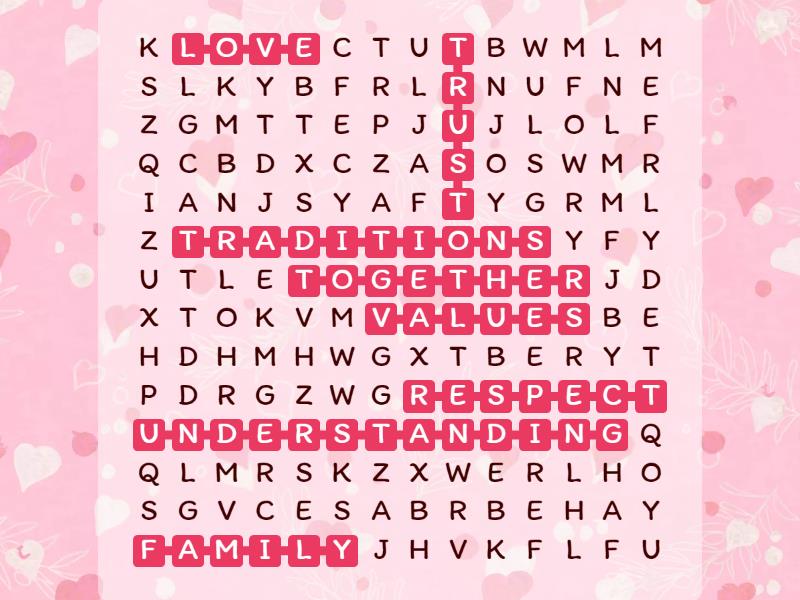 Modern family values - Wordsearch