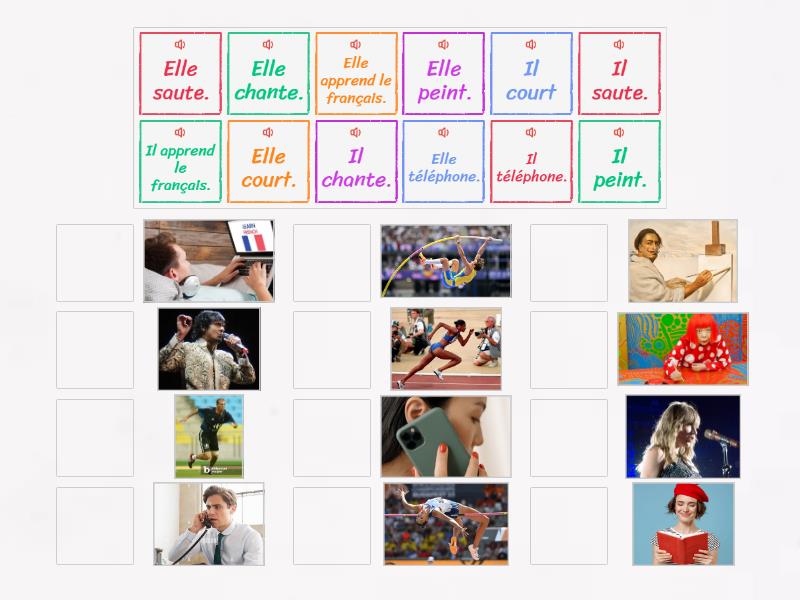 Qu'est-ce qu'il fait ? Qu'est-ce qu'elle fait ? - Match up