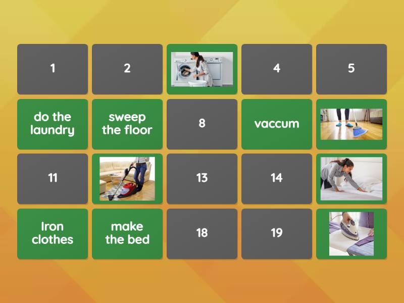House chores memory game - Matching pairs