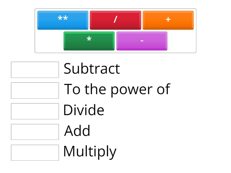 Arithmetic Operators - Match up