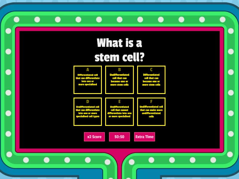 GCSE Biology stem cells - Gameshow quiz