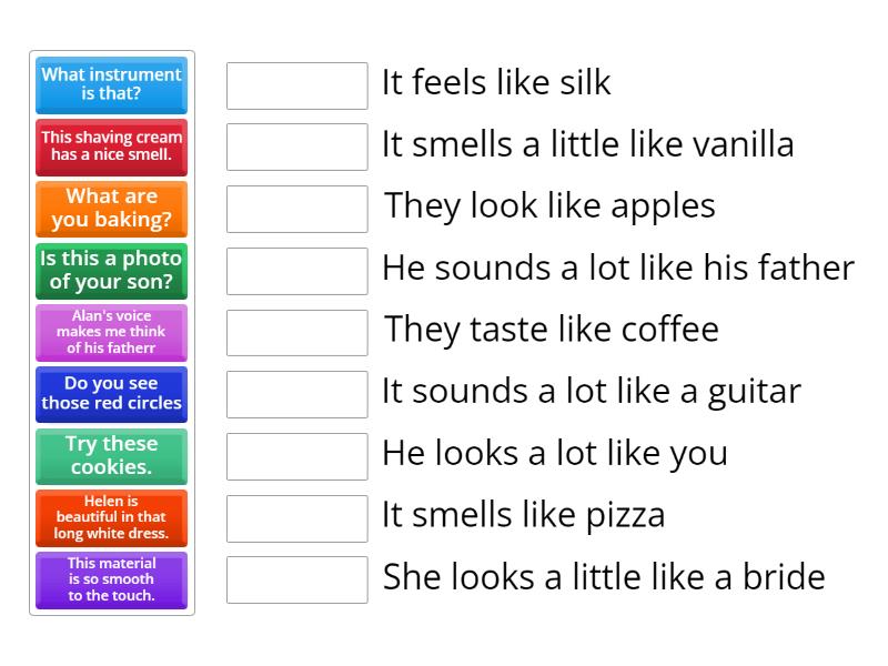 Sensory verbs + like - Match up