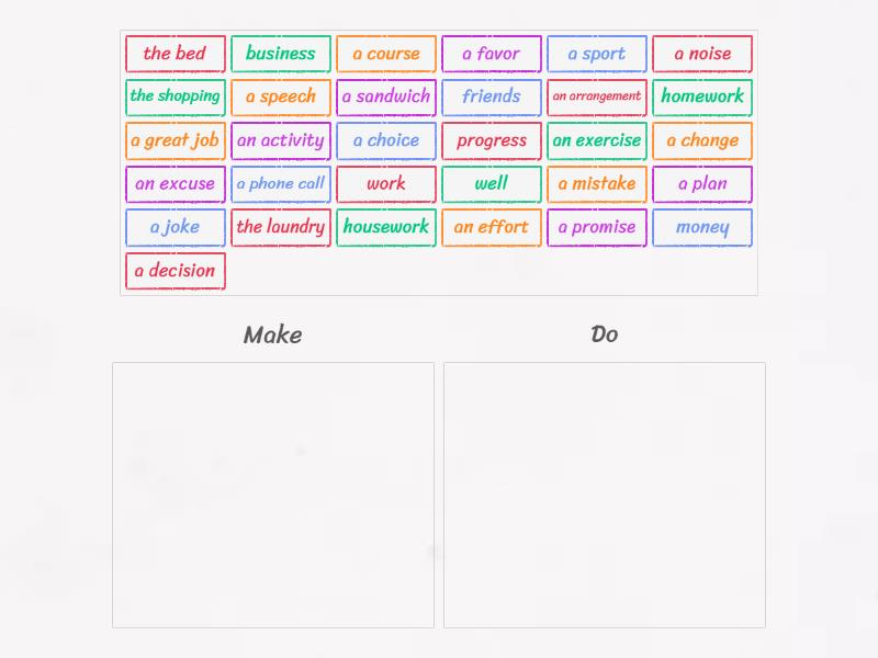 Make and Do Collocations - Group sort