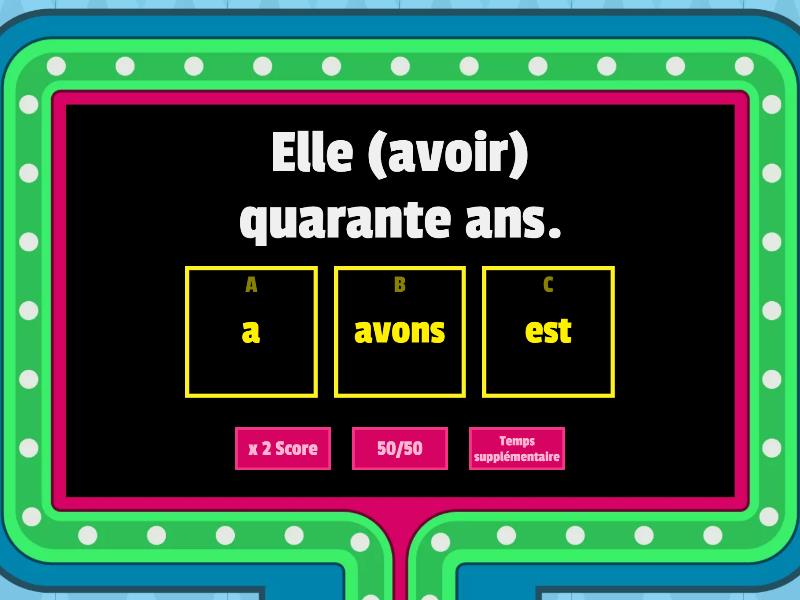 Les verbes au présent de l'indicatif - Gameshow quiz
