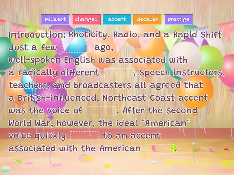 PW 2 1A Oral Communication Rhoticity Cloze - Complete the sentence