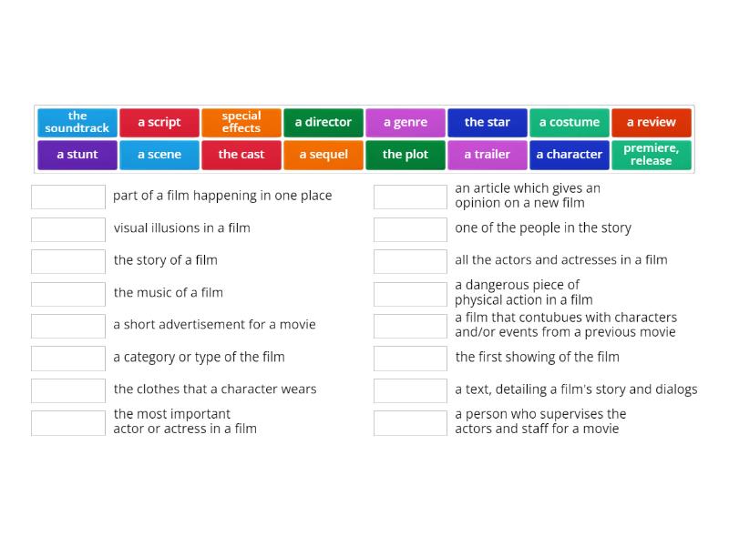 Film Vocabulary - Match up