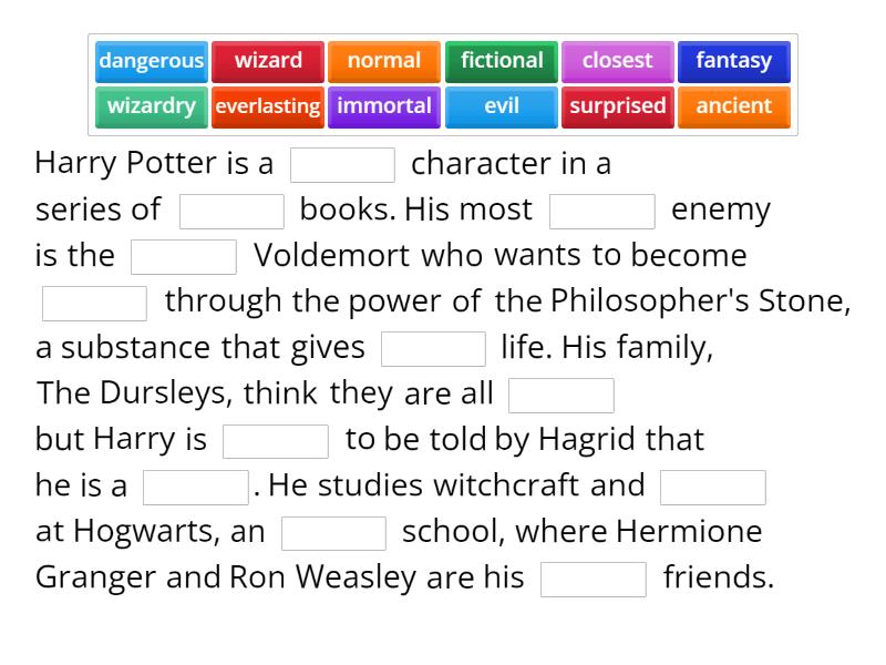 Harry Potter - Missing Adjectives - Complete the sentence