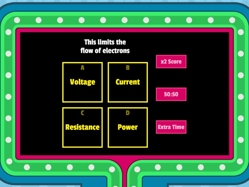 Voltage, Resistance, Current, and Power - Gameshow quiz