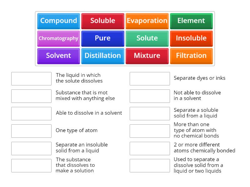 Separating Mixtures 1st Year Revision - Match up