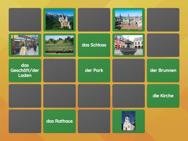 Momente A1.2, Lektion 13, Wortschatz, Orte in der Stadt - Passende Paare