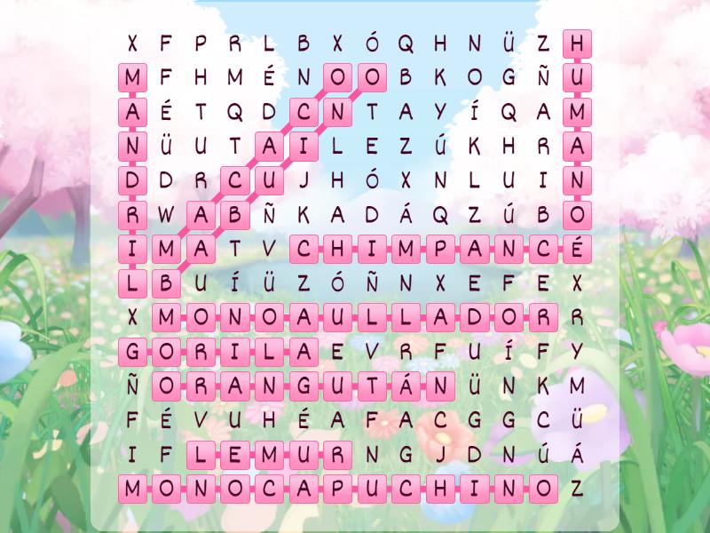 Primates - Wordsearch