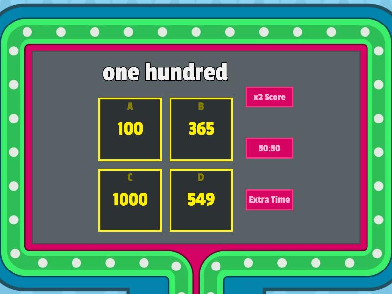 Numbers 100-1000 3 - Gameshow quiz