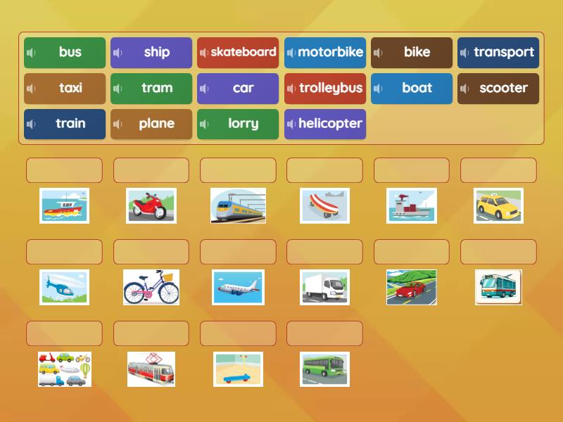 Unit 7 Transport Words Matching - Match up