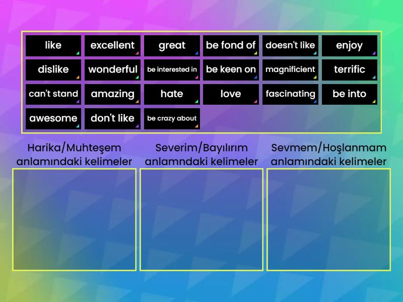 8.Adjectives Sınıflandırma - Group sort