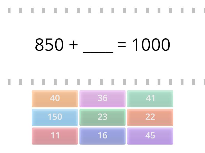 Unknown Values - Addition and Subtraction - Find the match