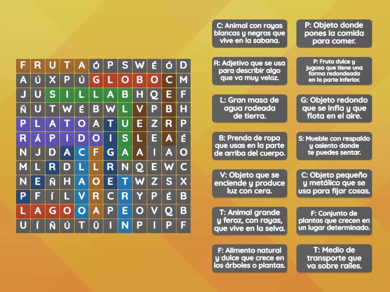 BUSCA PALABRAS QUE INICIEN CON LA LETRA... - Wordsearch