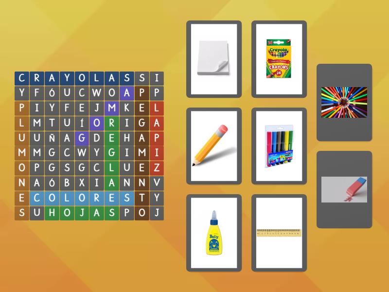 utiles escolares - Sopa de letras
