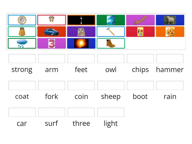 Phonics phase 3 picture word matching game - Match up