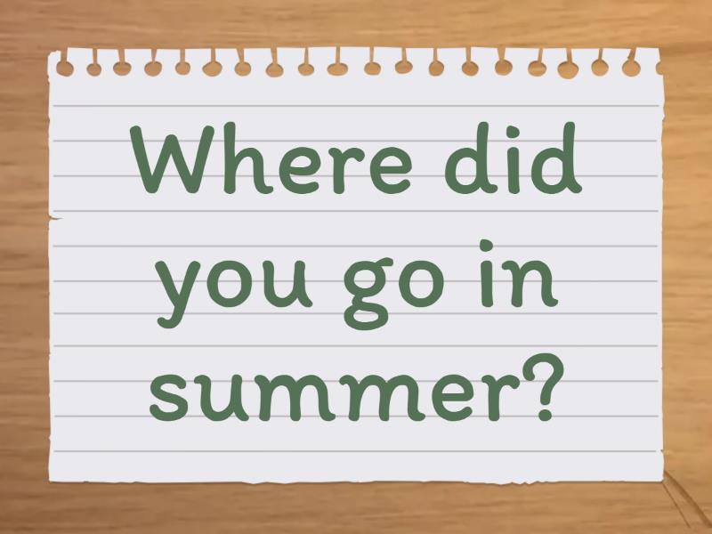 Summer vacation talk(Past tense) - Flash cards