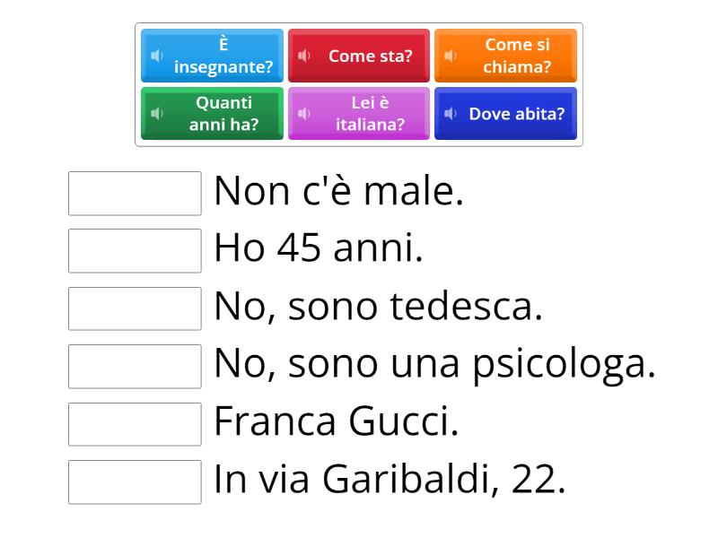 Domande e risposte FORMALI ("Lei") - Match up