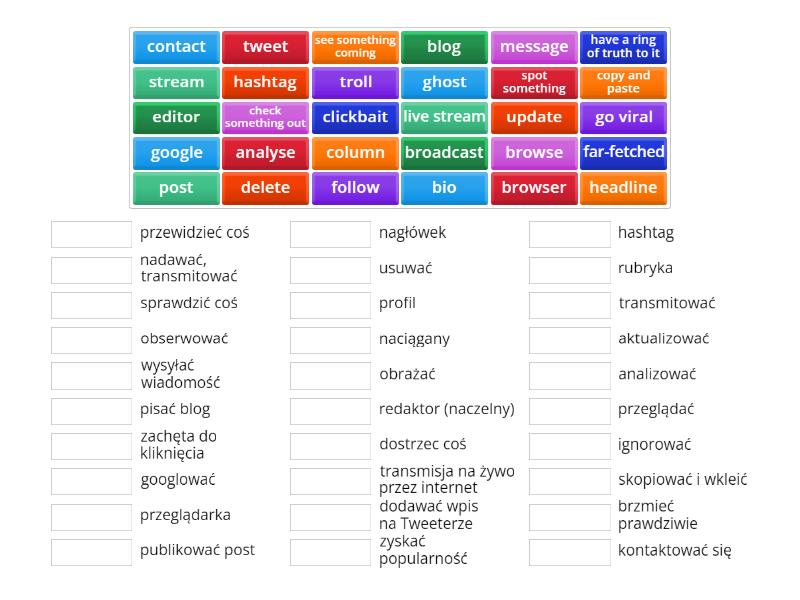 Words U3 Part 1 - Match up