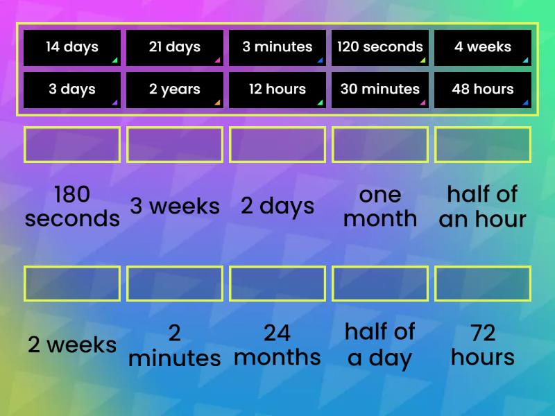 Time Equivalencies Medium - Match up