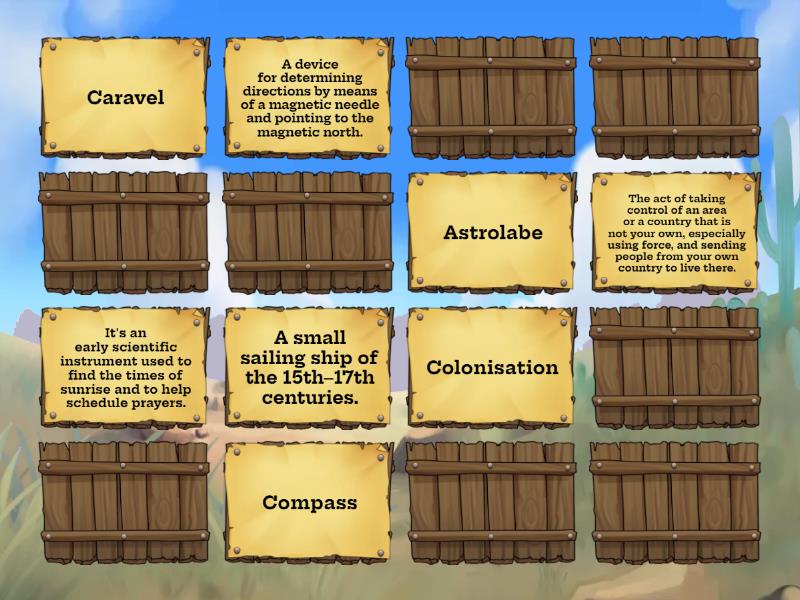 Explorers Vocabulary Words - Matching pairs