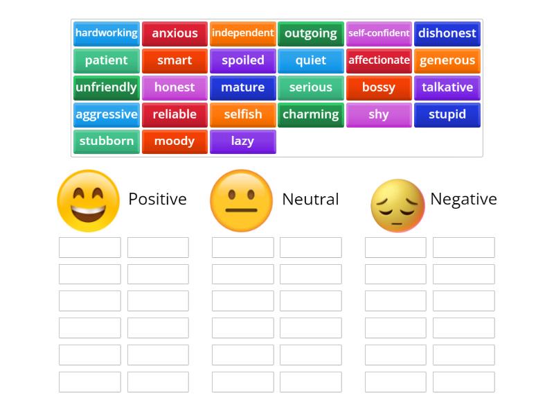 Personality adjectives - positive, neutral and negative (AmEngFile3 ...