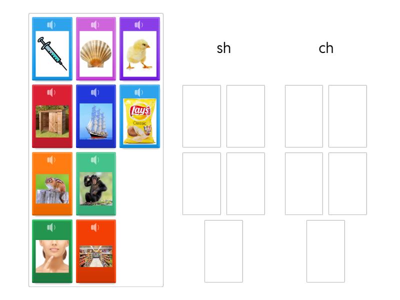 Digraphs Sort initial ch/sh with audio - Group sort