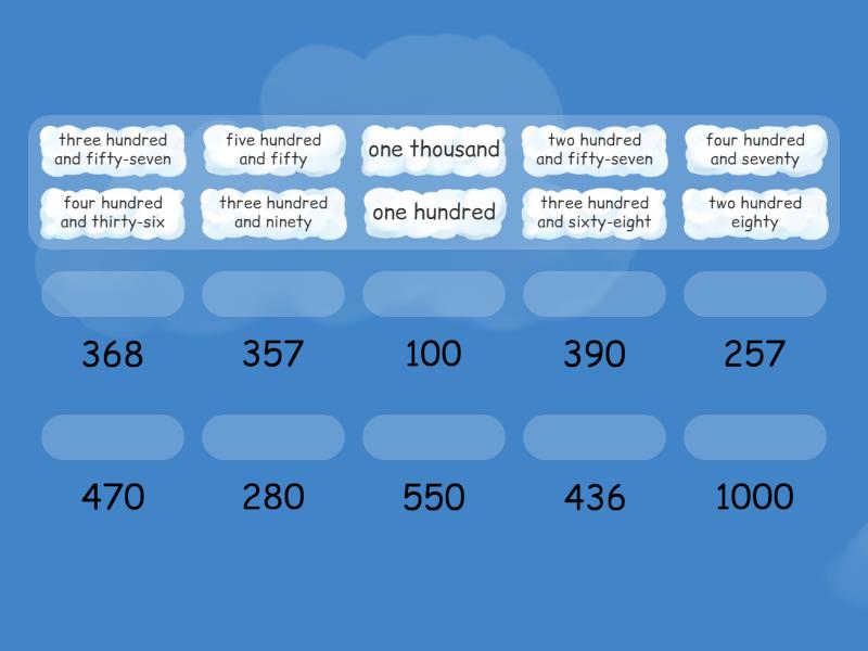 numbers (100-1000) - Match up