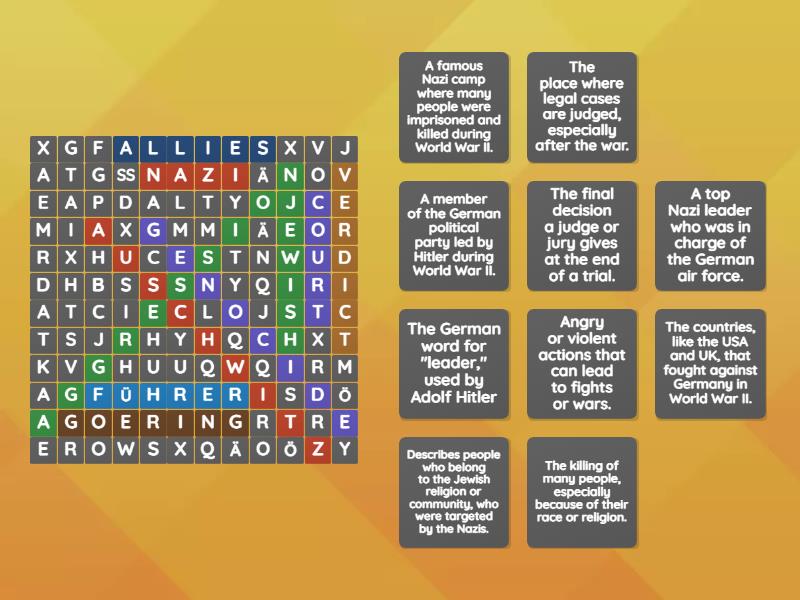 Understanding Key Terms from the Nazi Holocaust. - Sopa de letras