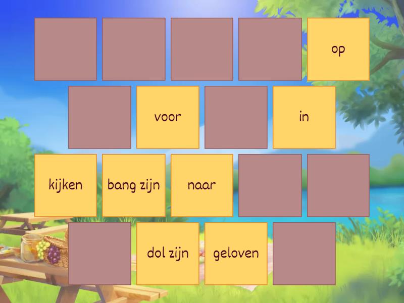 VASTE VOORZETSELS - Matching pairs