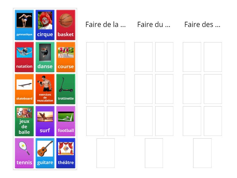 Le verbe "faire" et les loisirs - Group sort