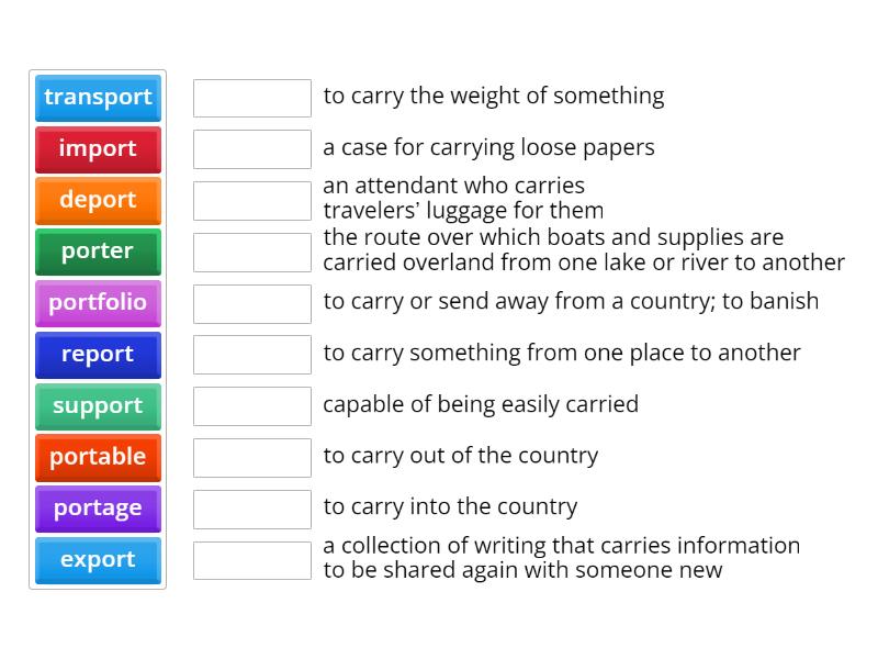 Port vocab. words - Match up
