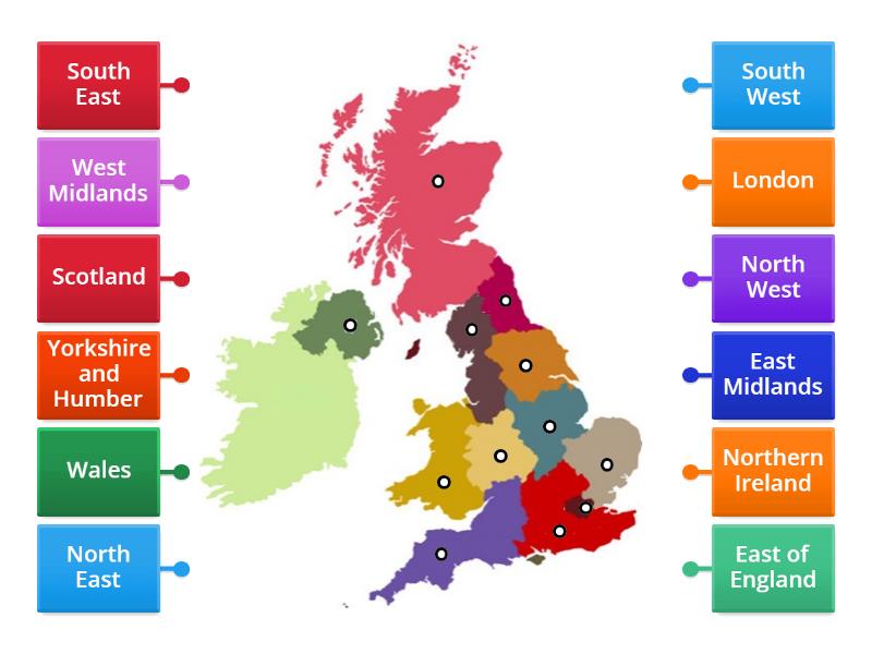 Regions of the UK - Labelled diagram
