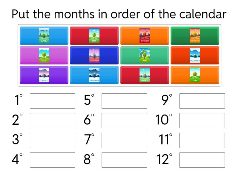 12 Months of Year - Ordering - Rank order