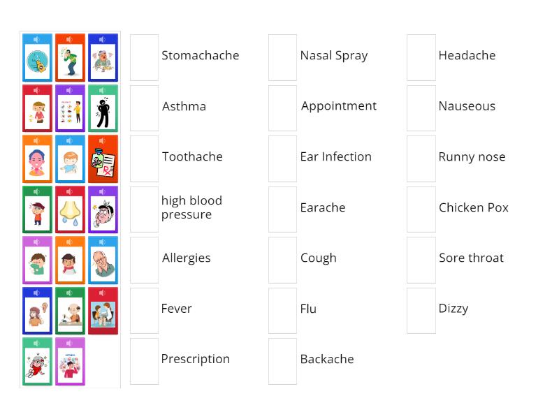 Illness Vocabulary - Une las parejas
