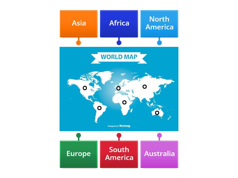 Year 1 Spring 2 Continents Map - Labelled diagram