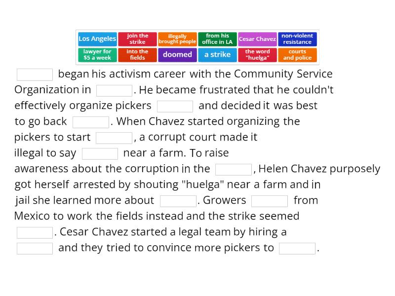 Cesar Chavez Day - Complete the sentence