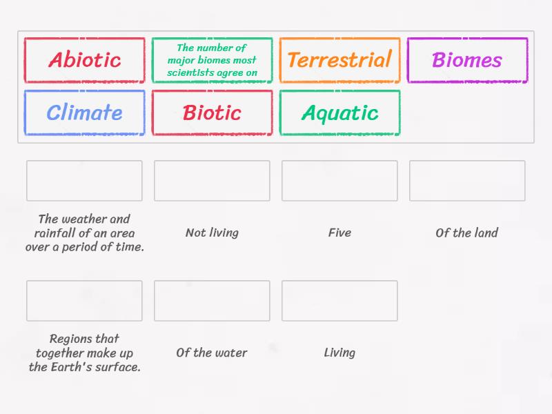 Biomes Vocabulary - Match up