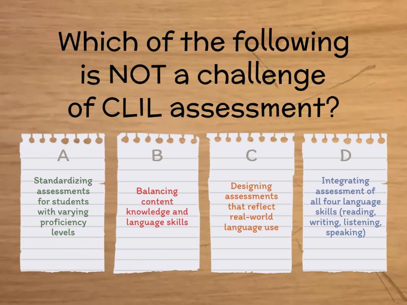 Assessment issues in CLIL - Quiz