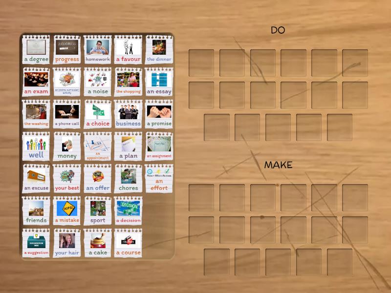 Collocations with Make and Do - B2 Level - Group sort