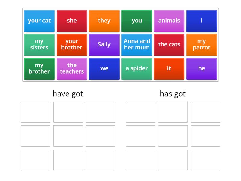 Have got / Has got match - Group sort
