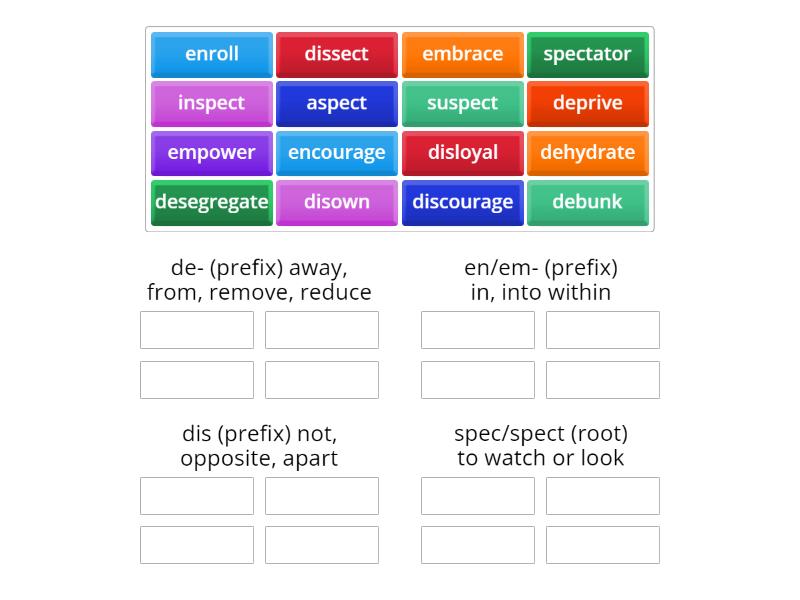 Morpheme Game - Group sort