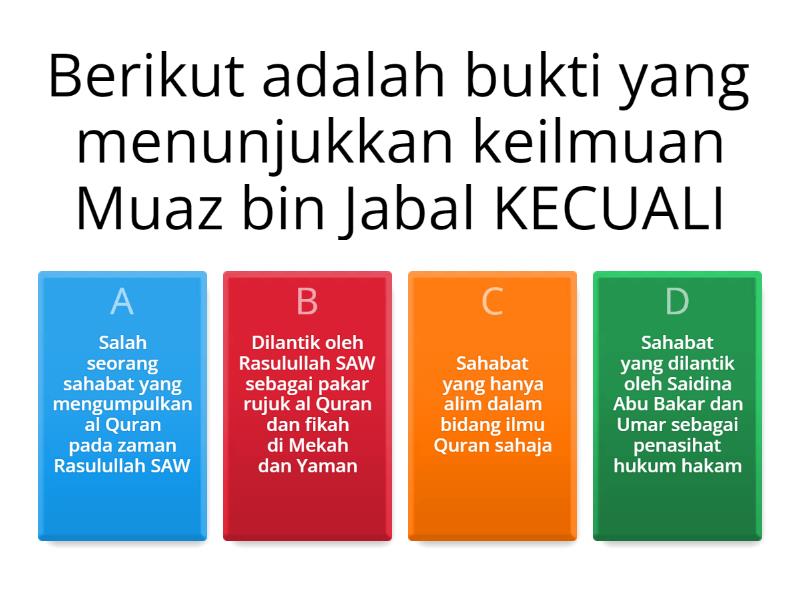 Tokoh Sahabat Tingkatan 3 - Quiz