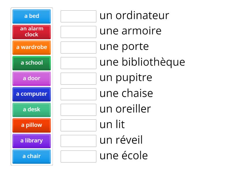 Match the french words with the english - Match up