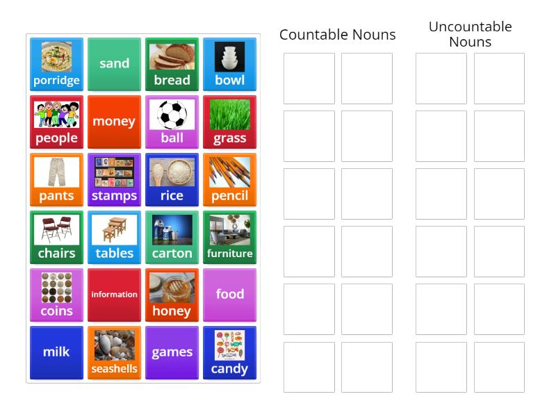 Countable and Uncountable Nouns - Group sort